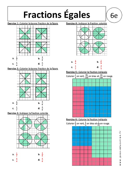 Fraction et partage – Exercices corrigés – 6ème - Ecritures ...