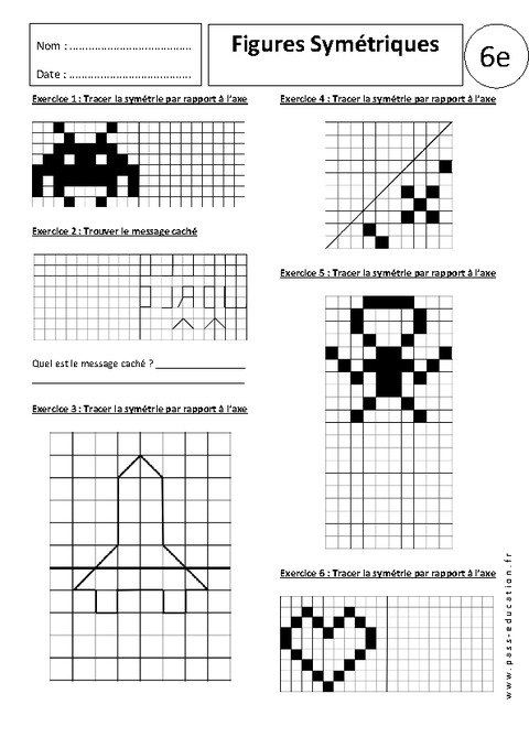 Figures symétriques - Exercices corrigés - 6ème - Symétrie axiale ...