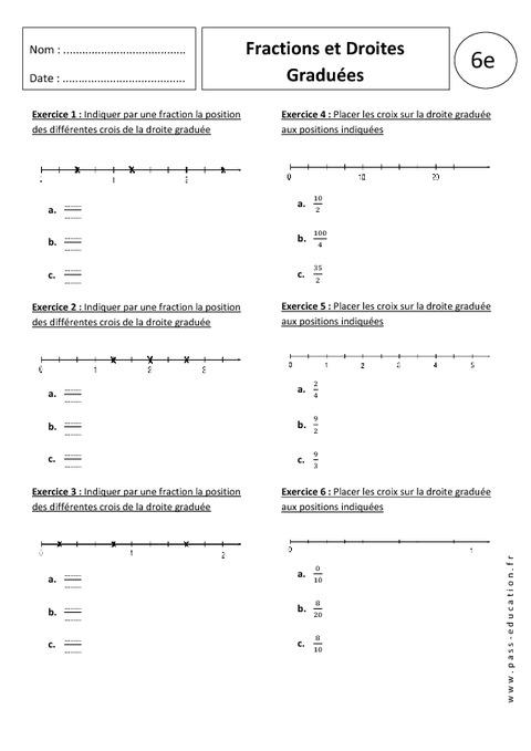 Fractions et Droite graduée – Exercices corrigés – 6ème - Ecritures ...