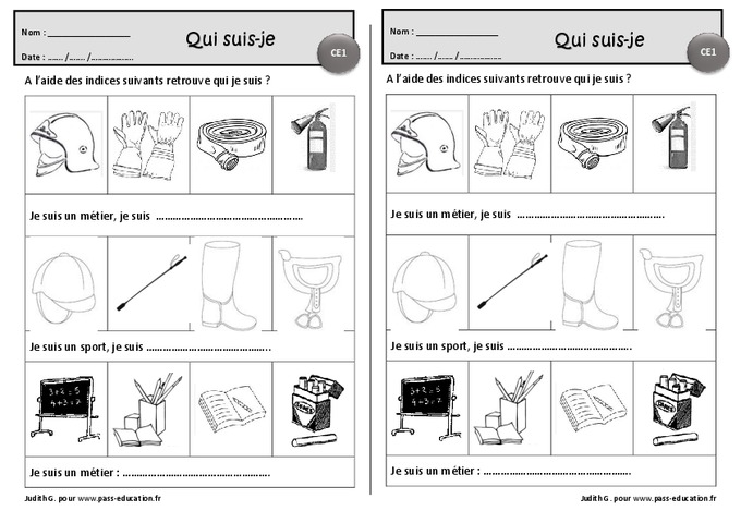 Qui suis je – Exercices de lecture – Ce1 – Cycle 2 - Pass Education