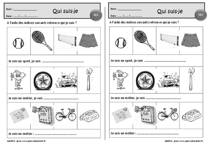 Qui suis je – Exercices de lecture – Ce1 – Cycle 2 - Pass Education