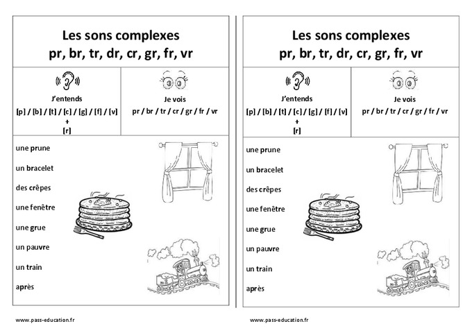 Fiche mémo élève - Sons pr, br, tr, dr, cr, gr, fr, vr – Cp – Ce1 ...