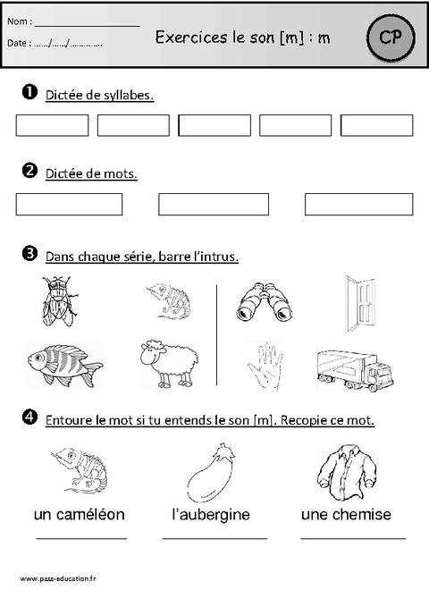 Révisions – Son m – Cp – Etude des sons – Cycle 2 - Pass Education