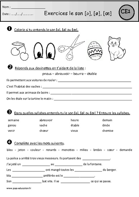 Révisions - Son [ə], [ø], [œ] - e - eu - œu - eu - œu - e ouvert et e ...