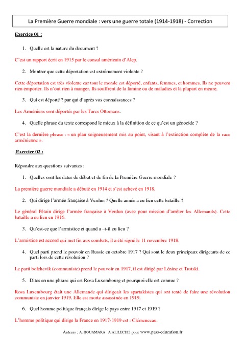 Première Guerre mondiale vers une guerre totale (1914-1918) - 3ème ...