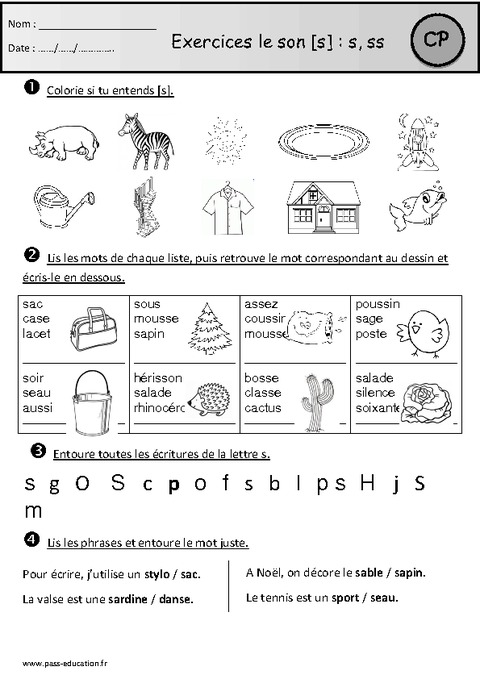 Télécharger Le Son S Et Z Ce1 Exercices dessin - Bts cpi