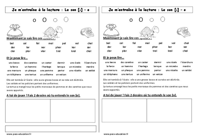 Fiche de lecture – Son o ouvert – Cp - Etude des sons – Cycle 2 - Pass ...