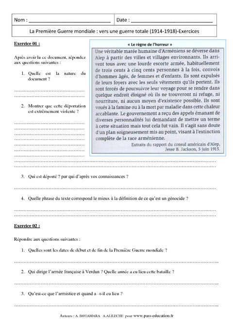 Première Guerre mondiale vers une guerre totale (1914-1918) - 3ème ...