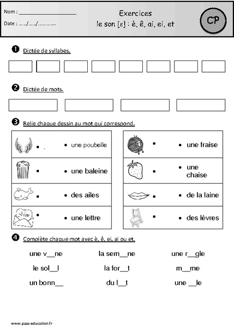 Révisions – Son è, ê, ai, ei, et – Cp – Etude des sons – Cycle 2 - Pass ...