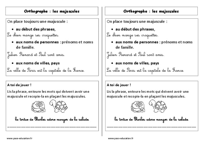 Majuscules - Cp - Leçon - Pass Education