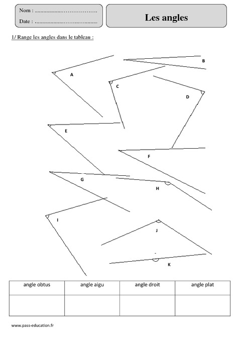 Angles – Cm2 – Révisions – Géométrie - Pass Education