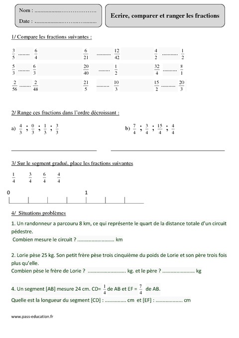 Ecrire, comparer et ranger les fractions – Cm2 – Révisions avec ...