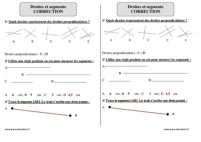 Droites - Segments – Ce1 – Exercices à imprimer - Pass Education