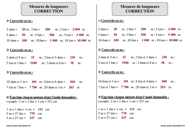 Mesures de longueurs, cm, m, km - Ce2 - Exercices à imprimer - Pass ...
