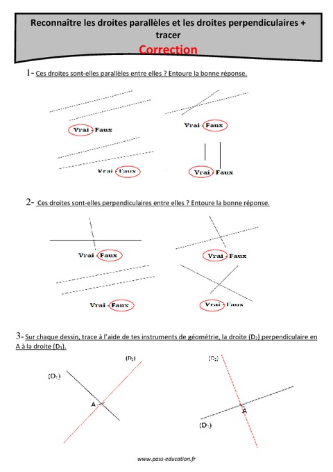 Reconnaître les droites parallèles et les droites perpendiculaires ...