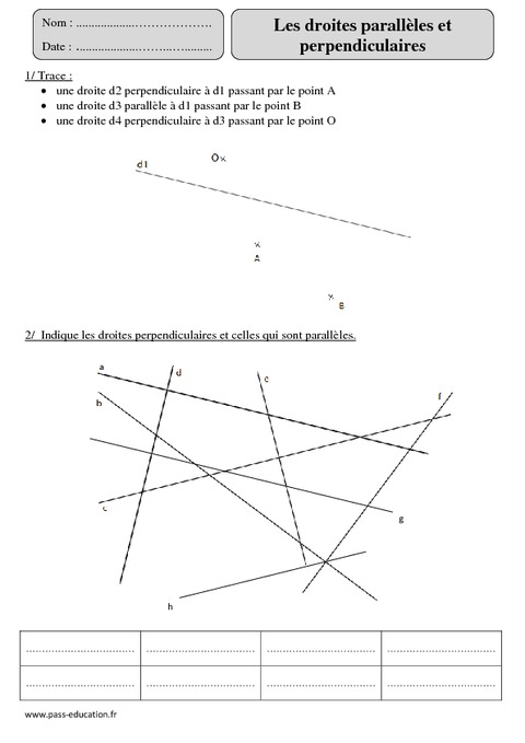Droites parallèles - Droites perpendiculaires – Cm2 – Exercices avec ...
