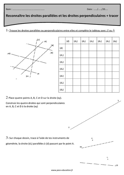 Tracer et reconnaître les droites parallèles et perpendiculaires - Cm1 ...