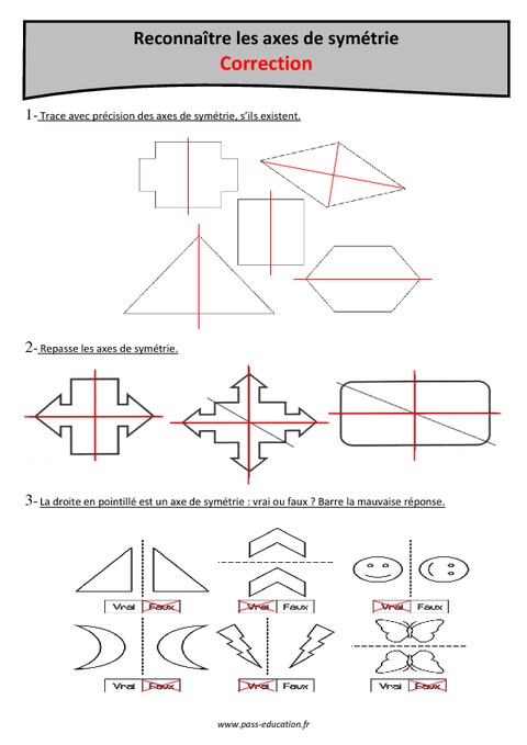 Axes de symétrie à reconnaître - Cm2 - Exercices avec correction - Pass ...
