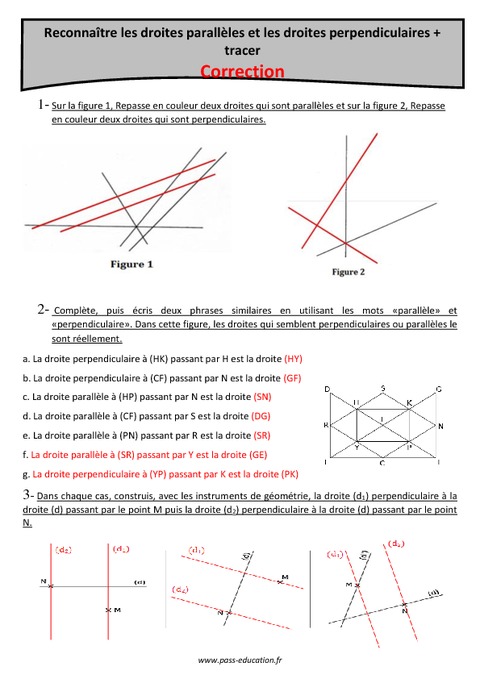 Droites parallèles et perpendiculaires - Cm2 - Exercices à imprimer ...