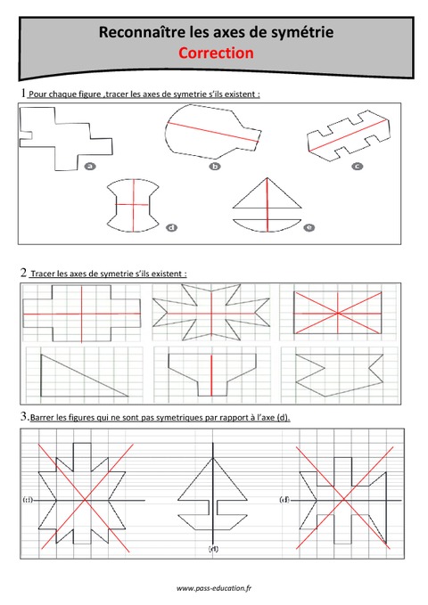 Reconnaître les axes de symétrie - Cm1 - Exercices à imprimer - Pass ...