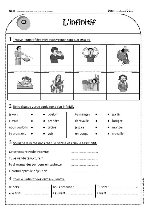 Infinitif - Ce1 - Exercices à imprimer - Pass Education