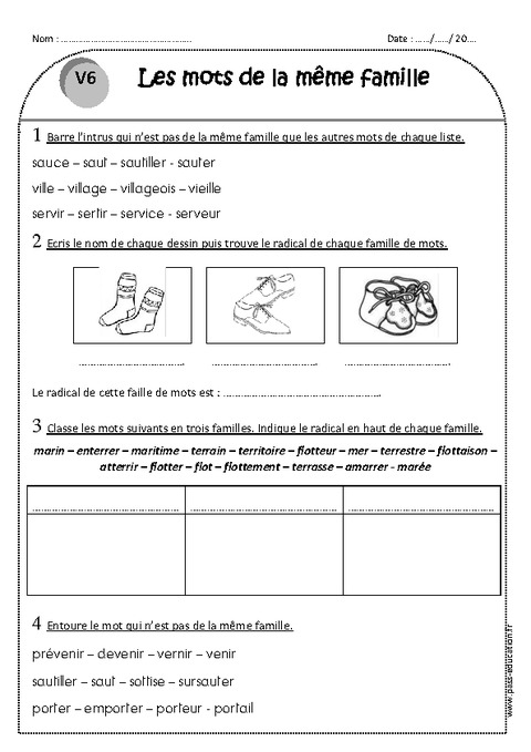 Mots de la même famille - Ce1 - Exercices avec correction - Pass Education