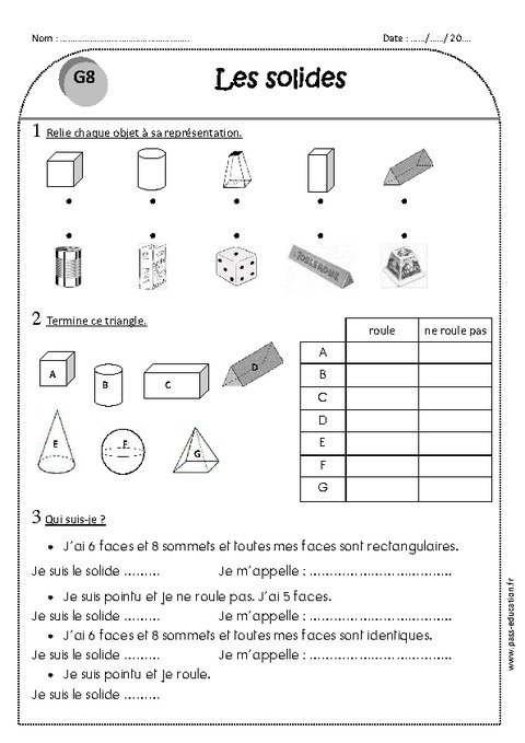 Solides - Ce1 - Exercices corrigés - Pass Education