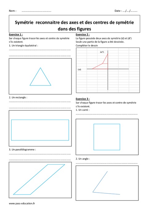Reconnaitre des axes et des centres de symétrie dans des figures - 5ème ...