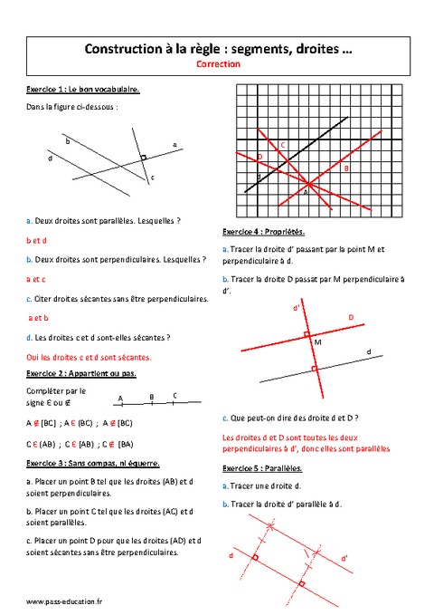 Construction à la règle - 6ème - Exercices à imprimer - Segments ...