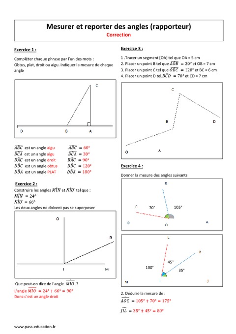 Rapporteur - Mesurer et reporter des angles - 6ème - Exercices à ...