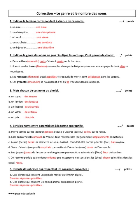 le genre des noms pdf