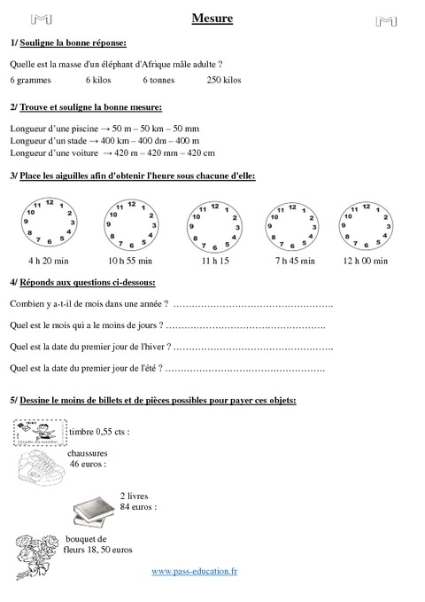 Mathématiques - Ce1 - Bilan fin d'année avec corrigés - Pass Education