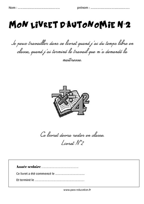 Livret d'autonomie - Cm1 - Fichier à imprimer - Pass Education