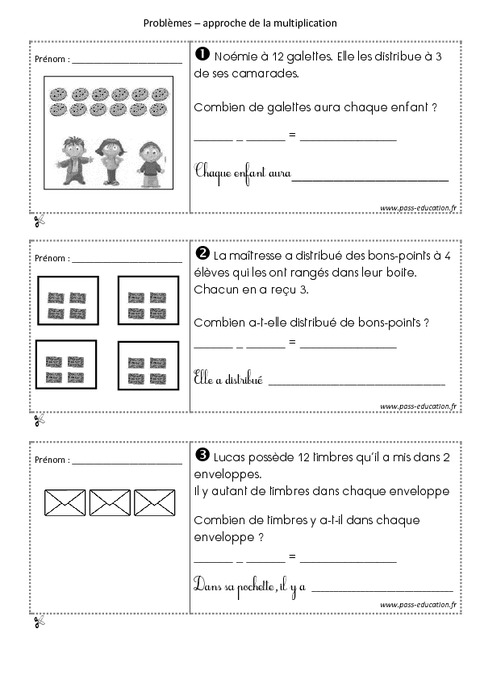 Problèmes multiplicatifs - Cp - Exercices sur la multiplication - Pass ...
