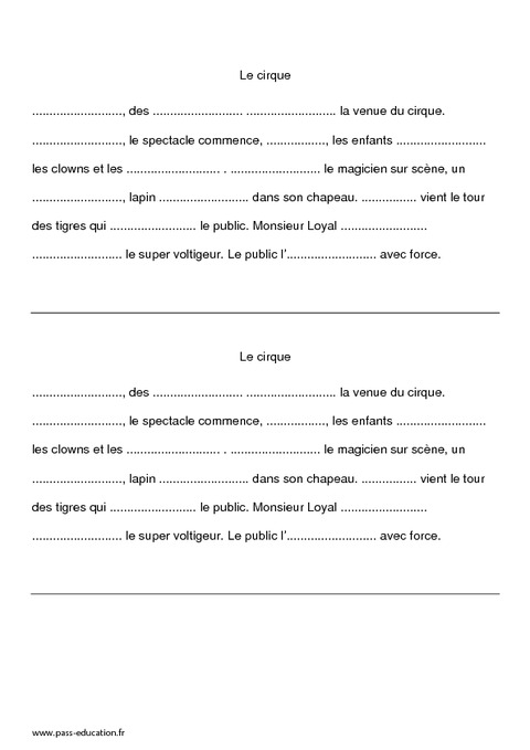 Le cirque - Cm2 - Dictée accompagnée n°5 - Pass Education