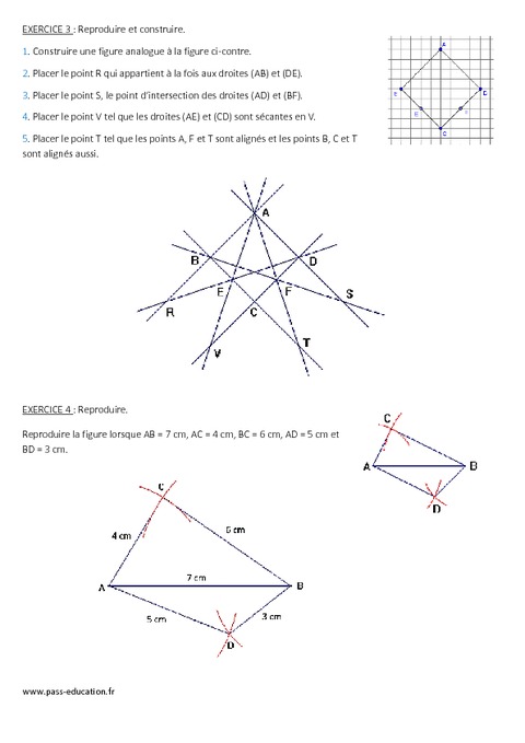 Droites parallèles et perpendiculaires - 6ème - Evaluation - Reproduire ...