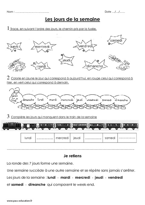 Semaine - Cp - Ce1 - Séquence - Fiche de préparation - Pass Education