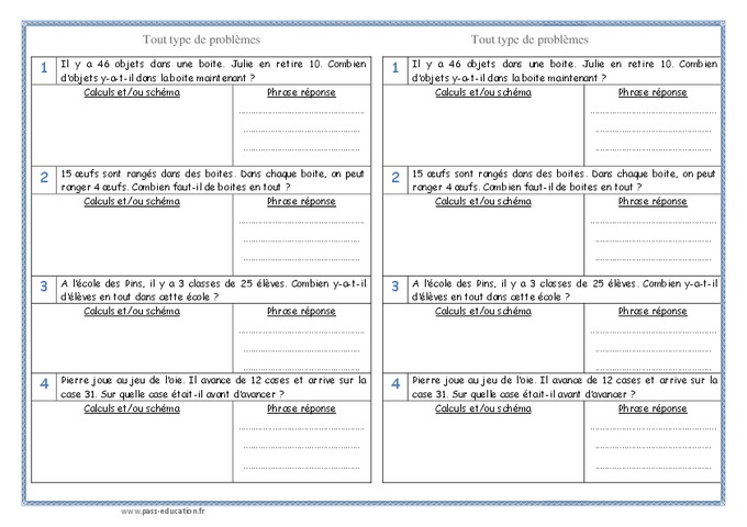Problèmes - Ce1 - Calcul - Pass Education