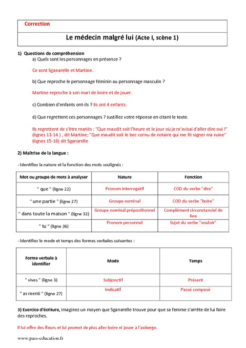 Le médecin malgré lui de Molière - 6ème - (Acte I, scène 1) - Lecture ...