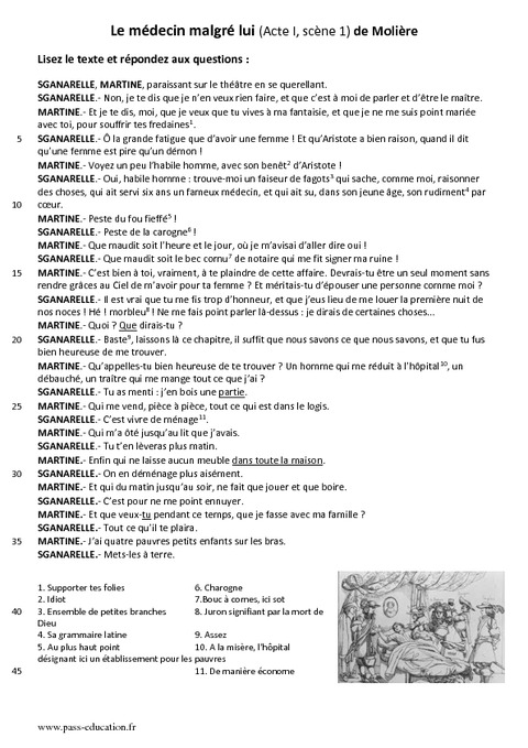 Le médecin malgré lui de Molière - 6ème - (Acte I, scène 1) - Lecture ...