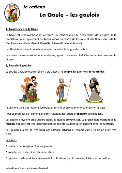 Gaule - Gaulois - Ce2 - Cm1 - Leçon - Antiquité - Pass Education