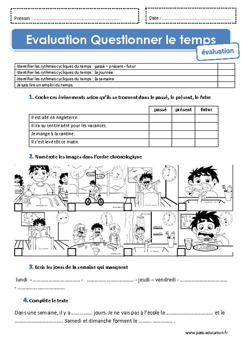 Passé, présent, futur - Journée - Semaine et emploi du temps - Ce1 ...
