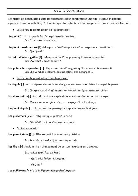 Ponctuation - Leçon - Cm2 - Grammaire - Cycle 3 - Pass Education