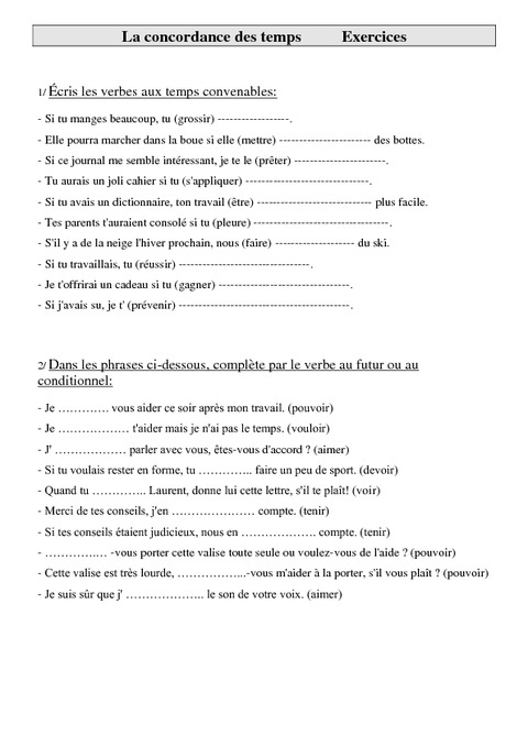 Concordance des temps - Cm2 - Exercices - Conjugaison - Cycle 3 - Pass ...