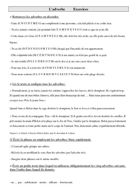 Adverbes - Leçon - Cm2 - Grammaire - Cycle 3 - Pass Education