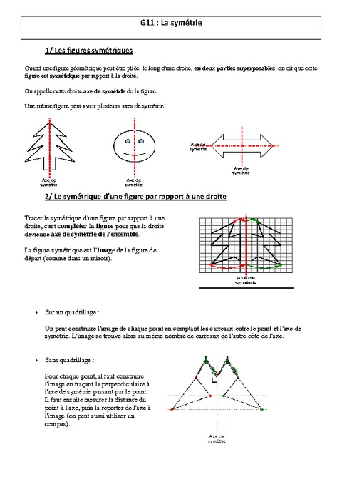 Symétrie - Leçon - Cm1 - Cm2 - Géométrie - Cycle 3 - Pass Education