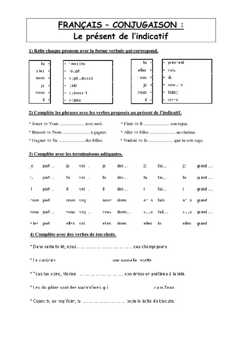 Exercices de conjugaison pour le cm2 cycle3: Exercices sur la ...