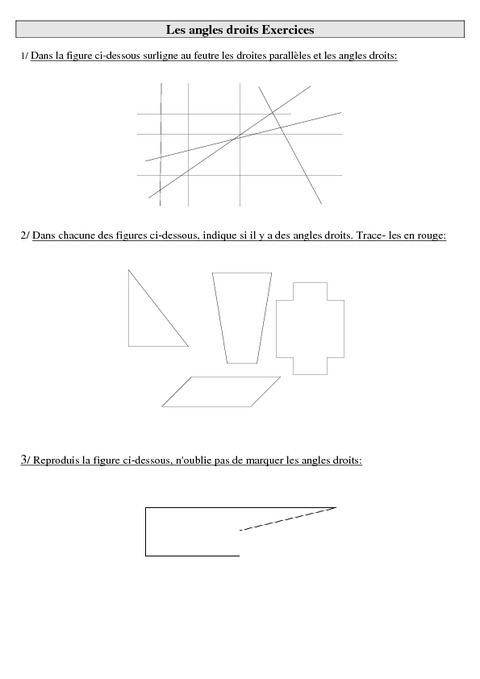 Angles droits - Ce2 - Exercices à imprimer - Pass Education