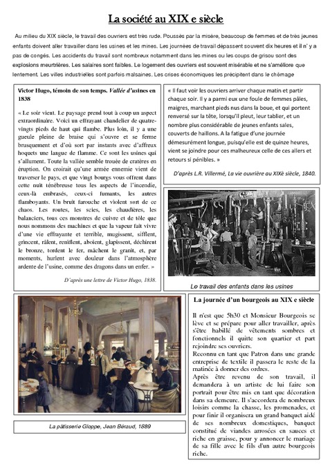La société au XIX e siècle - La révolution industrielle – XIX ème ...