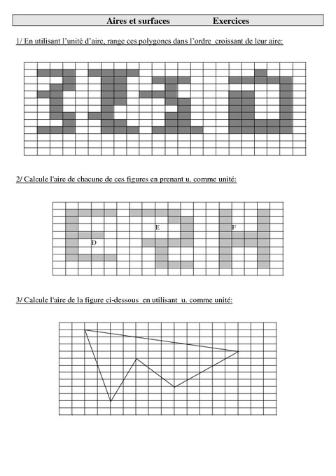 Aires et surface – Cm2 – Exercices – Mesures – Cycle 3 - Pass Education